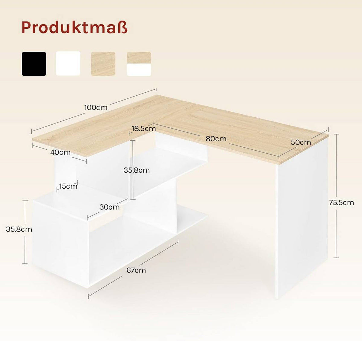 Rootz Corner Desk - Work Table - PC Laptop Table - Space-Saving - MDF ...